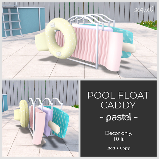 Second Life Marketplace - Sequel - Pool Float Caddy - Pastel